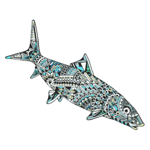 Andrea Larko Zentangle Bonefish Sticker - Fly Slaps Fly Fishing ...