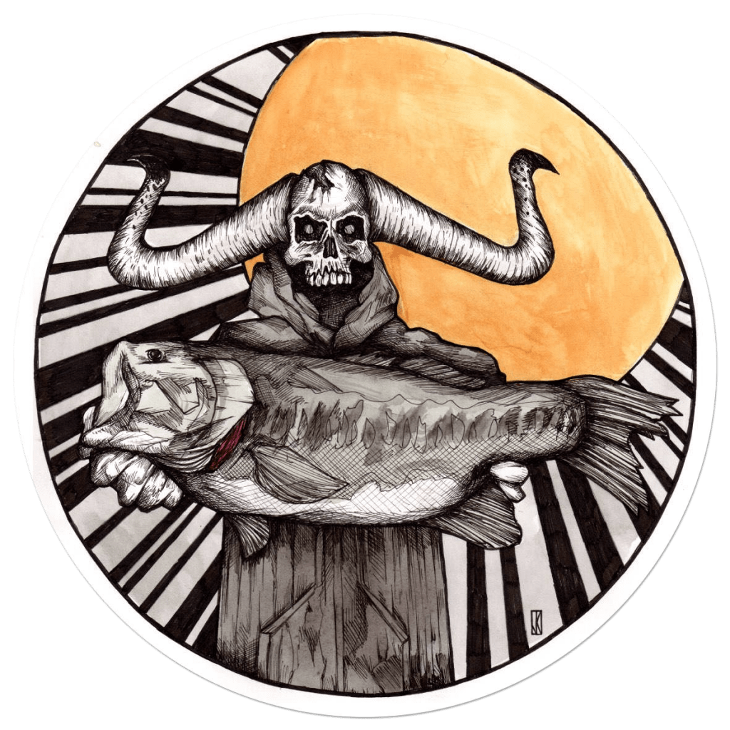 Jake Keeler Bringer of Bucketmouth Sticker - Fly Slaps Fly Fishing ...