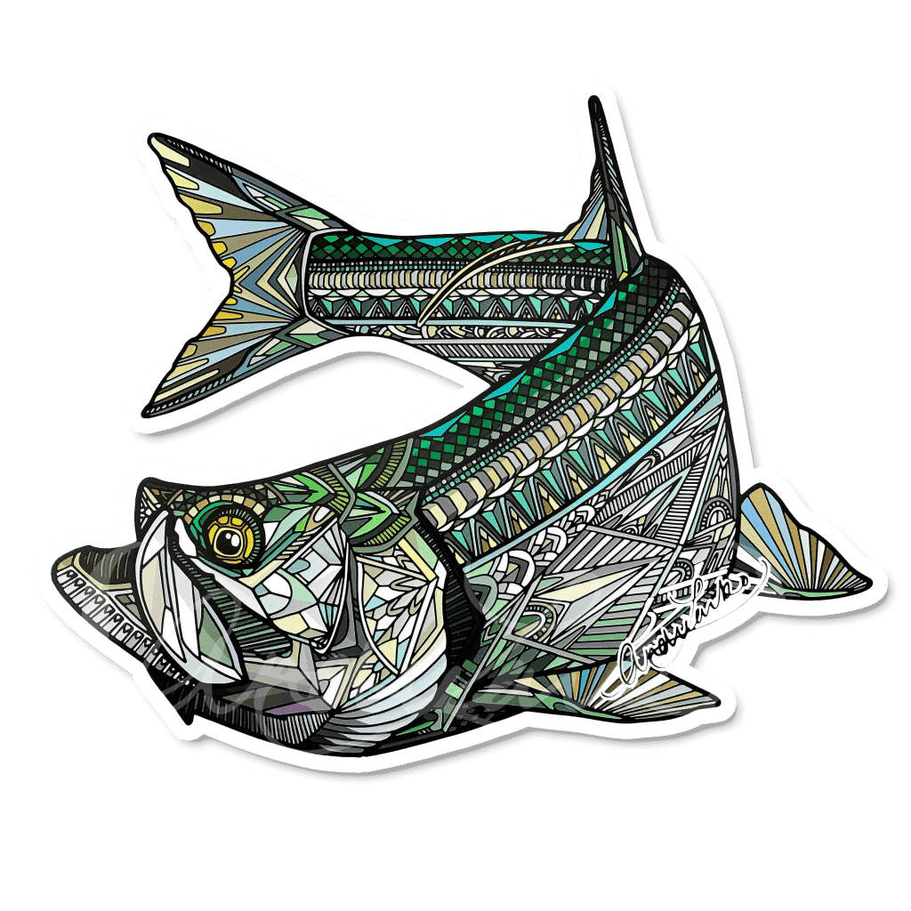 Andrea Larko Tarpon Turning Zentangle Sticker 9" - Fly Slaps Fly ...