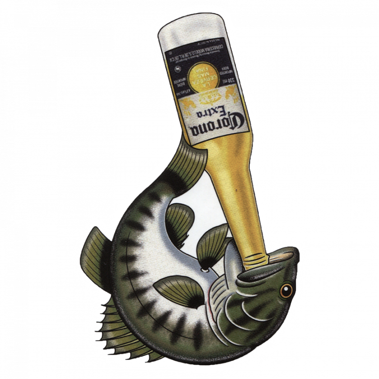 DrewLR Bass N Beer Sticker - Fly Slaps Fly Fishing Stickers and Decals