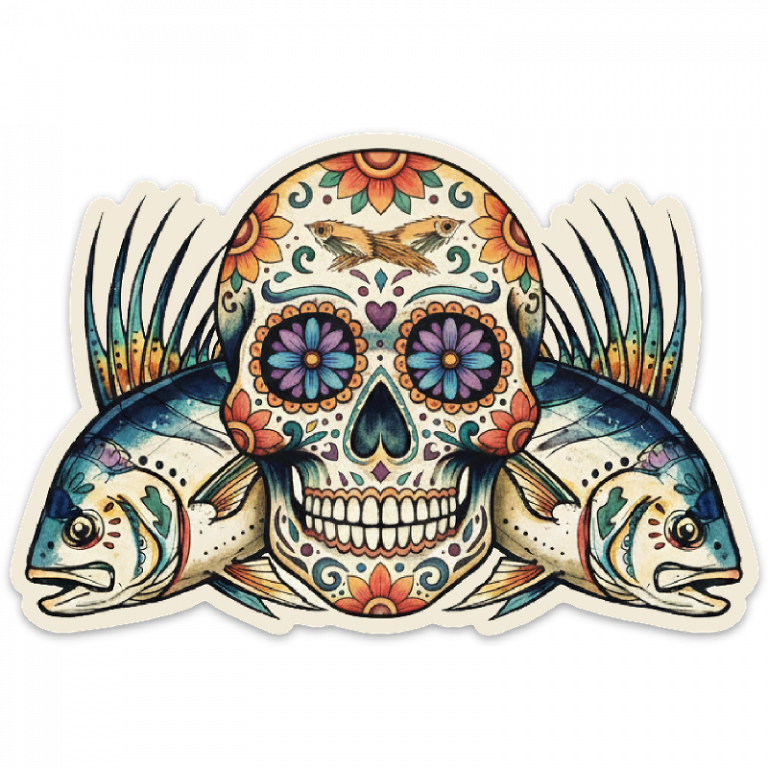 Fly Slaps Day of the Dead Rooster Fish Skull - Fly Slaps Fly Fishing ...